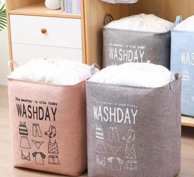 China Custom Foldable Cotton Canvas Storage Bin for Kids Toys Laundry Basket Set for sale