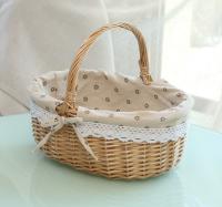 China Handmade Natural Willow Wicker Picnic Basket 40L Outdoor Lunch Bag for 4 People for sale