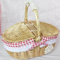 China Handmade Natural Willow Wicker Picnic Basket 40L Outdoor Lunch Bag for 4 People for sale