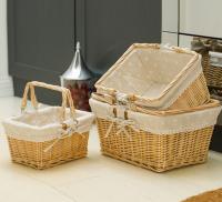 China Handmade Natural Willow Wicker Picnic Basket 40L Outdoor Lunch Bag for 4 People for sale