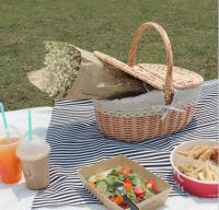 China Handmade Natural Willow Wicker Picnic Basket 40L Outdoor Lunch Bag for 4 People for sale
