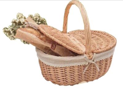 China Handmade Natural Willow Wicker Picnic Basket 40L Outdoor Lunch Bag for 4 People for sale