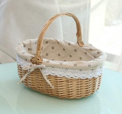 China Handmade Natural Willow Wicker Picnic Basket 40L Outdoor Lunch Bag for 4 People for sale