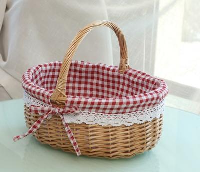 China Handmade Natural Willow Wicker Picnic Basket 40L Outdoor Lunch Bag for 4 People for sale