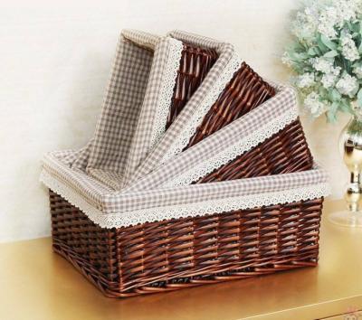China Hand Woven Rattan Willow Wicker Storage Tray 30x20cm Decorative Fruit Cutlery Organizer Basket for sale
