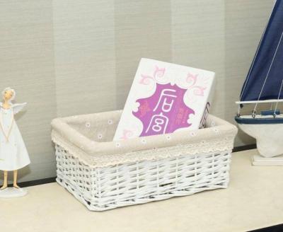 China Hand Woven Rattan Willow Wicker Storage Tray 30x20cm Cutlery Fruit Basket Home Decor for sale