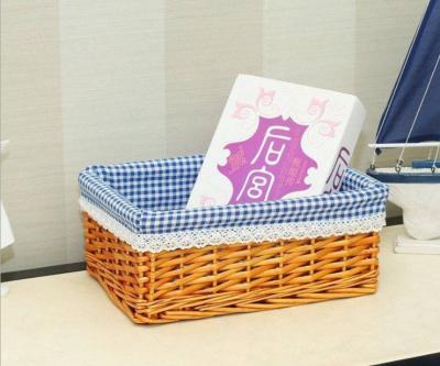 China Hand Woven Rattan Willow Wicker Storage Tray 30cm Cutlery Fruit Basket Home Decor for sale
