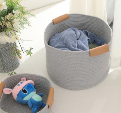 China Large Blue Cotton Rope Storage Basket 50L for Baby Toys Clothes Laundry for sale