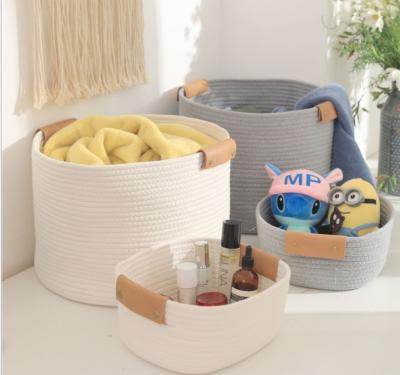 China OEM Cotton Rope Laundry Basket 50L Storage Organizer for Baby Toys Clothes Gifts for sale