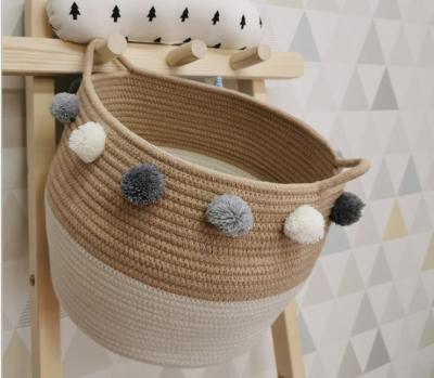 China Large Blue Cotton Rope Laundry Basket 50L Storage Organizer for Baby Toys Clothes for sale