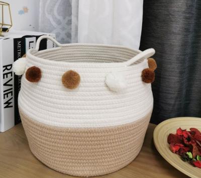 China OEM Cotton Rope Baby Storage Organizer 50L Laundry Basket for Toys Gifts Clothes for sale