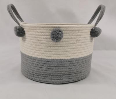 China Large Blue Cotton Rope Laundry Basket 50L Storage Organizer for Baby Toys Clothes Gifts for sale