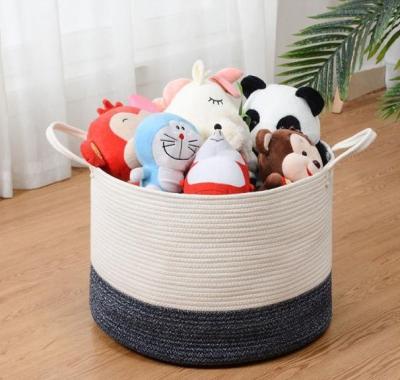 China Large Blue Cotton Rope Laundry Basket 50L Storage Organizer for Baby Toys Clothes for sale