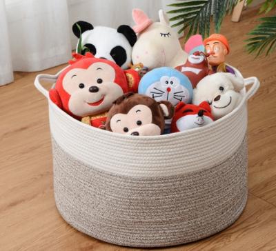 China Large Blue Cotton Rope Laundry Basket 50L Storage Organizer for Baby Toys Clothes for sale