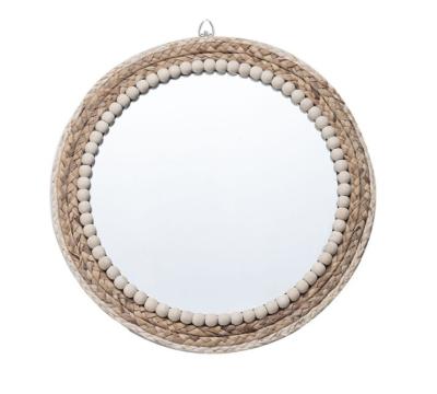 China Custom Framed Wooden Rattan Wicker Willow Mirror 60x80cm Large Wall Decorative Bathroom for sale