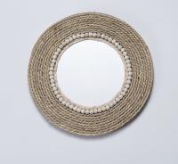 China Custom Framed Wooden Rattan Wicker Willow Mirror Large Wall Decorative Bathroom 60x80cm for sale