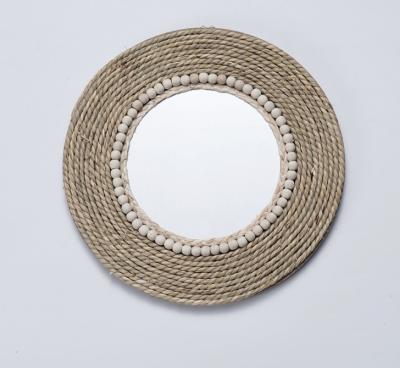 China Custom Framed Wooden Rattan Wicker Willow Mirror 60x80cm Natural Bathroom Wall Decor for sale