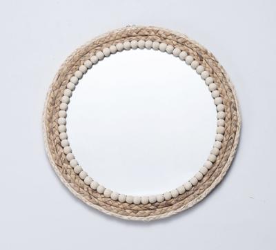 China Custom Framed Wooden Rattan Wicker Willow Mirror 60x80cm Natural Bathroom Wall Decor for sale