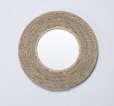 China Custom Framed Wooden Rattan Wicker Willow Mirror 60x90cm Natural Bathroom Wall Decor for sale