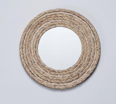 China Custom Framed Wooden Rattan Wicker Willow Mirror 60x80cm Natural Bathroom Wall Decor for sale