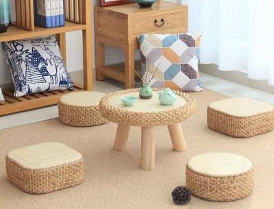 China Rattan Tatami Tea Table for Living Room Window Seating 80cm for sale