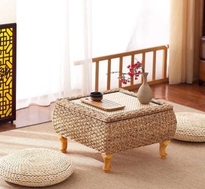 China Rattan Tatami Tea Table for Living Room Window 120x60cm Natural Cane for sale