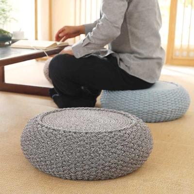 China Eco-Friendly Hand-Woven Natural Straw Storage Stool Ottoman Box 40x40x45cm for sale