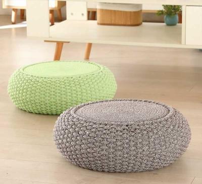 China Handwoven Natural Rattan Storage Stool Ottoman Box Eco-Friendly Seat Pad 30x30x40cm for sale
