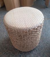 China Eco-Friendly Hand-Woven Grass Rattan Storage Stool Ottoman Box 40x40x45cm for sale