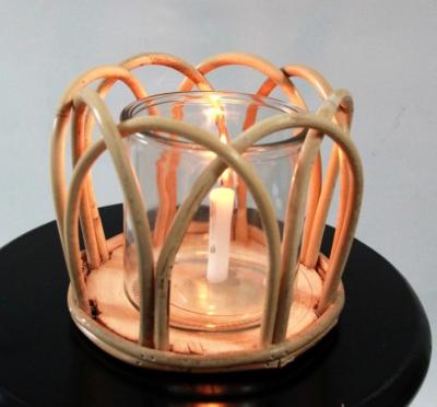 China Natural Rattan Woven LED Lantern Candle Holder for Indoor Outdoor Decoration 12V for sale