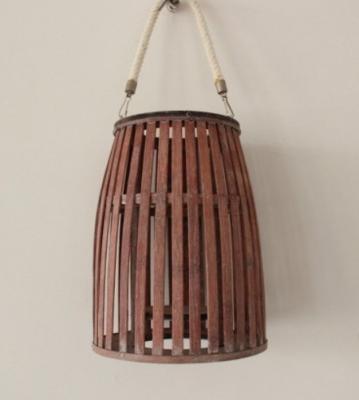 China Natural Rattan LED Lantern Candle Holder Indoor Outdoor Decoration 12x12x20cm for sale