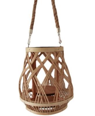 China Natural Handmade Rattan Weave LED Lantern Candle Holder Indoor Outdoor Decoration 12x12x20cm for sale