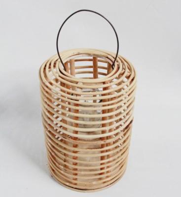 China Natural Handmade Rattan Weave LED Lantern Candle Holder Indoor Outdoor Decoration 12 inch for sale