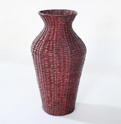 China Natural Seagrass Rattan Plant Stand Planter Holder 12x12x24cm Handicraft Wicker Flower Pot for sale