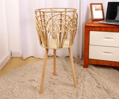 China Natural Seagrass Rattan Plant Stand Planter Holder Handicraft Wicker Flower Pot 30cm Diameter for sale