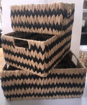 China Eco-Friendly Water Hyacinth Handmade Woven Storage Basket Hamper 50L Capacity for sale