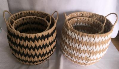 China Eco Friendly Seagrass Basket Storage Organizer 30x20cm Handwoven Natural Straw for sale