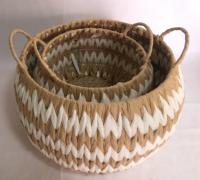 China Eco Friendly Seagrass Storage Basket 40x30cm Handwoven Water Hyacinth Organizer for sale