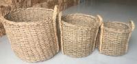 China Eco Friendly Seagrass Storage Basket 40x30cm Handwoven Water Hyacinth Organizer for sale