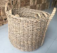 China Eco Friendly Seagrass Storage Basket 40x30cm Handwoven Water Hyacinth Organizer for sale