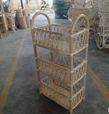 China Natural Rattan Storage Shelf Eco Friendly Home Furniture 3 Tier 60cm for sale