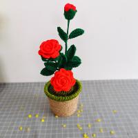 China Handmade Crochet Flower Bouquet Artificial Plant Home Decor Craft Gift 30cm for sale