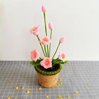 China Handmade Crochet Flower Bouquet Artificial Plant Home Decor Craft Gift 30cm for sale