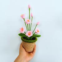 China Handmade Crochet Flower Bouquet Artificial Plant Home Decor Craft Gift 30cm for sale