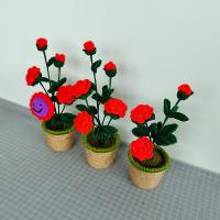 China Handmade Crochet Flower Bouquet Artificial Plant Home Decor Craft Gift 30cm for sale