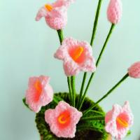 China Handmade Crochet Flower Bouquet Artificial Plant Home Decor Craft Gift 30cm for sale