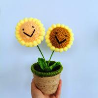 China Handmade Crochet Flower Bouquet Artificial Plant Home Decor Craft Gift 30cm for sale