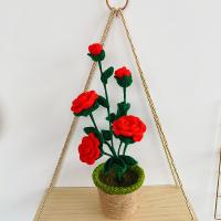 China Handmade Crochet Flower Bouquet Artificial Plant Home Decor Craft Gift 30cm for sale