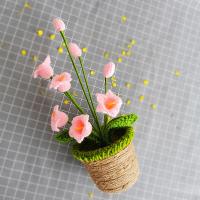 China Handmade Crochet Flower Bouquet Artificial Plant Home Decor Craft Gift 30cm for sale