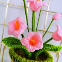 China Handmade Crochet Flower Bouquet Artificial Plant Home Decor Craft Gift 30cm for sale